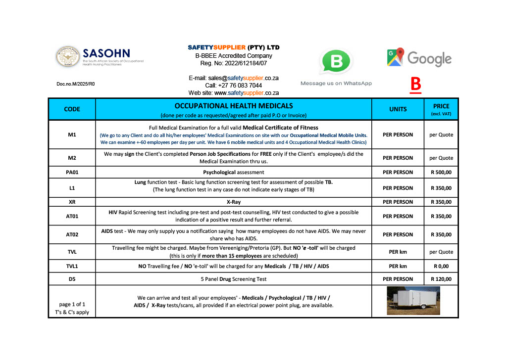 (B) Medical Certificate of Fitness (Annexure 3) – SafetySupplier PTY LTD